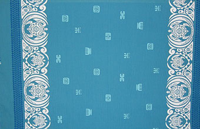 Tribal Honu Border Print - Turquoise